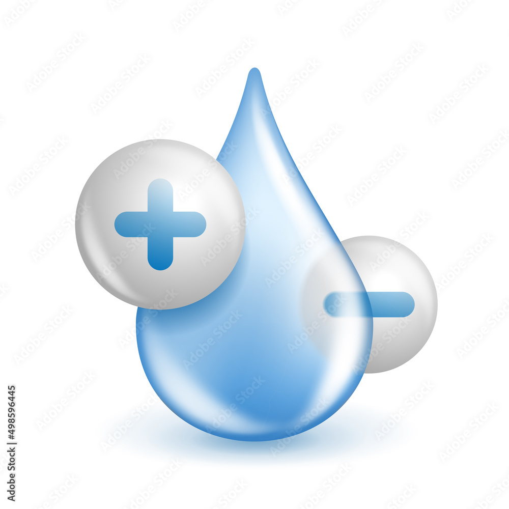 Electrolyte Drink 3D glossy icon - ions in water Stock Vector | Adobe Stock