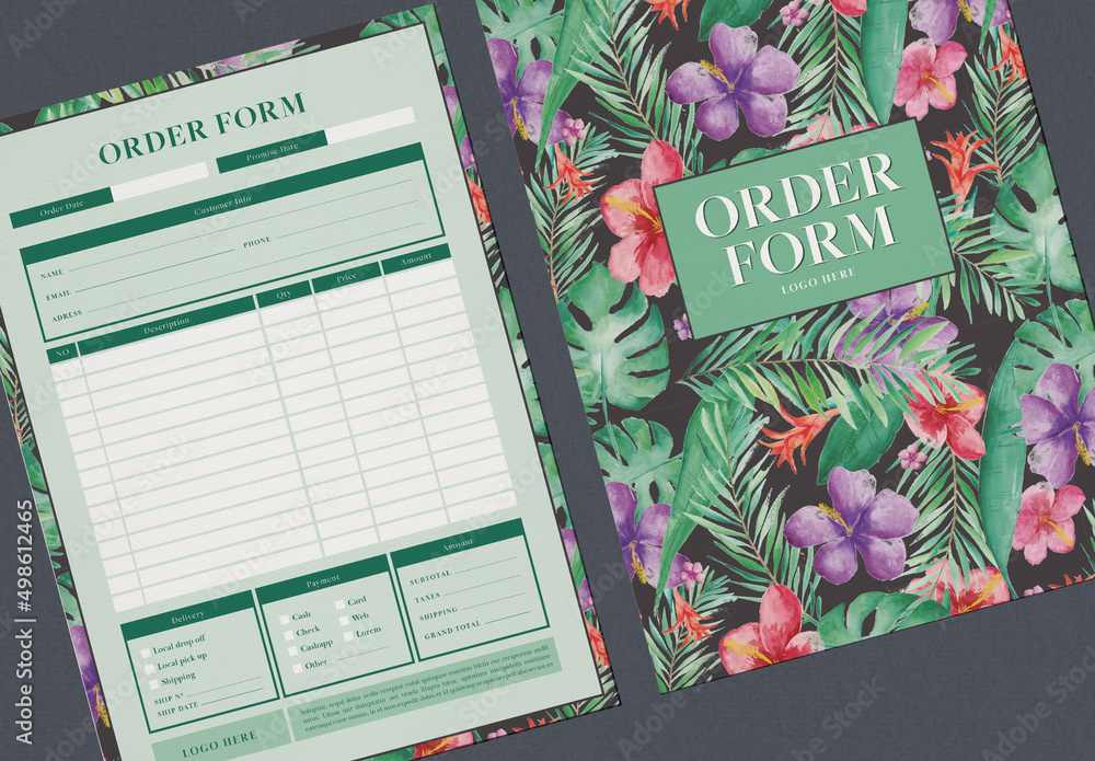 Tropical Style Order Form Stock Template | Adobe Stock