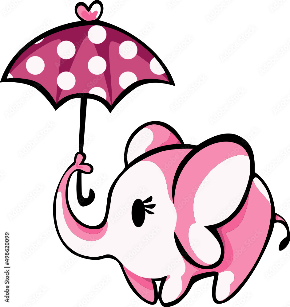 Cute Pink Cartoon Gender Female Girls Elephant Baby Animal Stock Vector ...