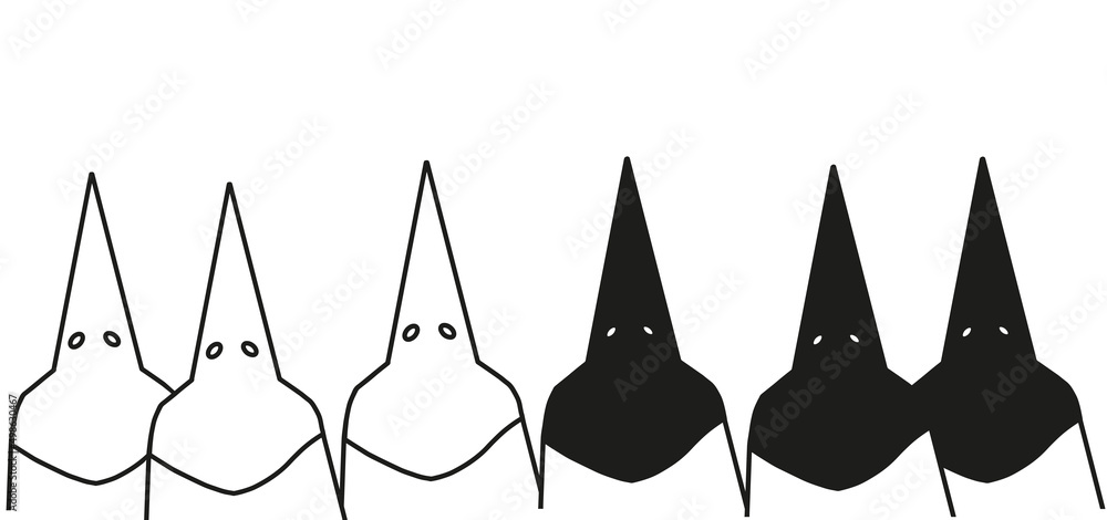Plakat Ilustración horizontal, nazarenos vestidos con capirote y túnica ...