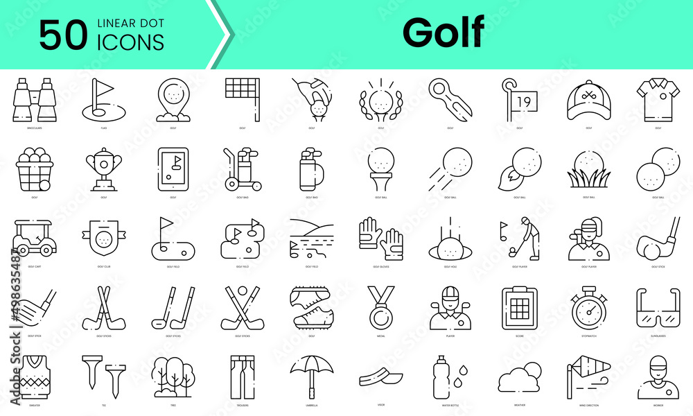 Set of golf icons. Line art style icons bundle. vector illustration ...
