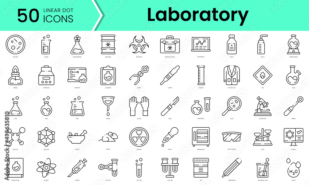 Set of laboratory icons. Line art style icons bundle. vector ...