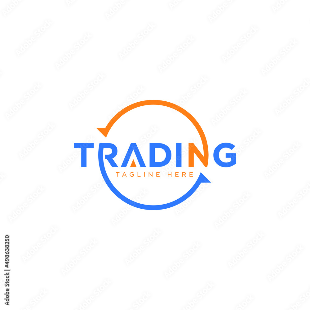 trading lettering logo design circle and arrow concept word mark logo ...