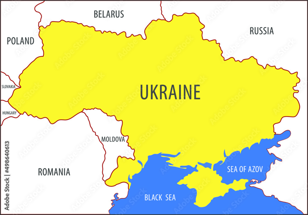 Ukraine. Map of the territory of the Ukrainian state with the image of ...