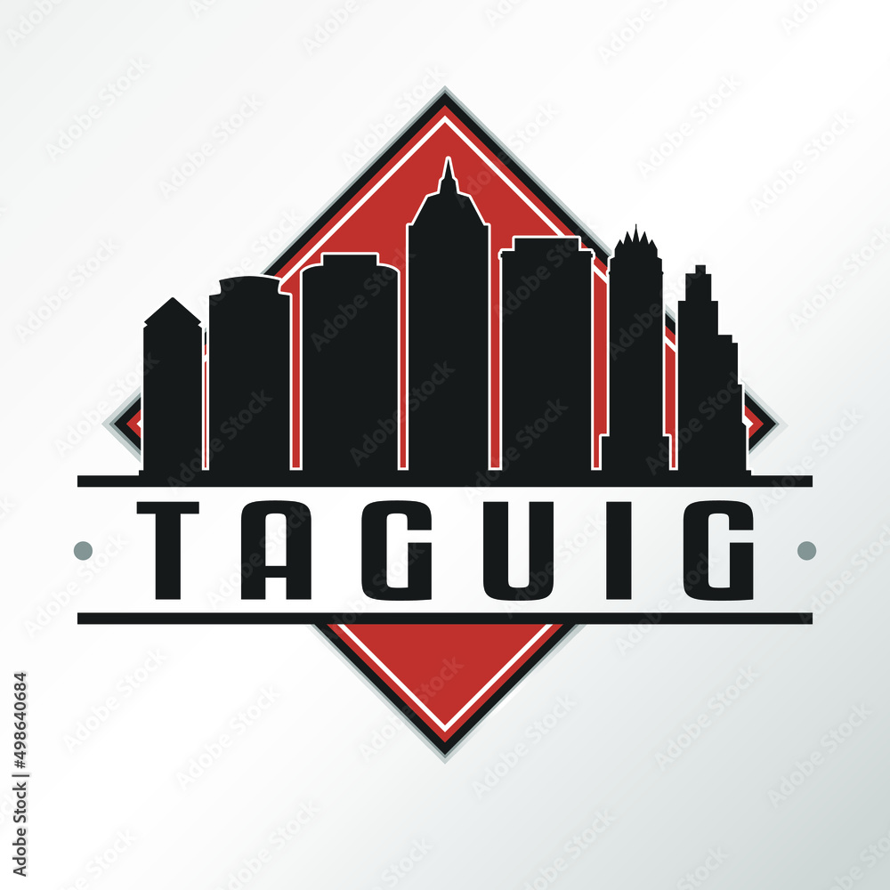 Taguig, Metro Manila, Philippines Skyline Logo. Adventure Landscape ...