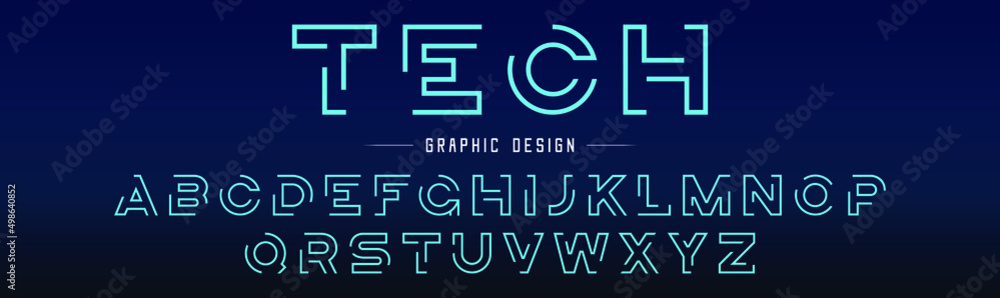 TECHNO special and original font letter design. modern tech vector logo ...