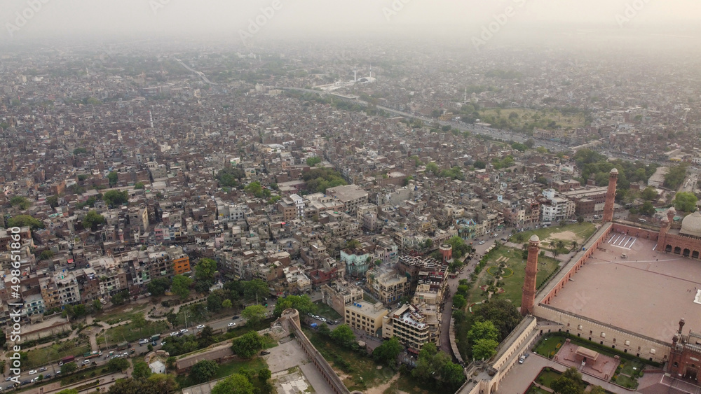 Aerial View of Minto Park Minar e Pakistan Azadi Chawk Lahore Punjab ...