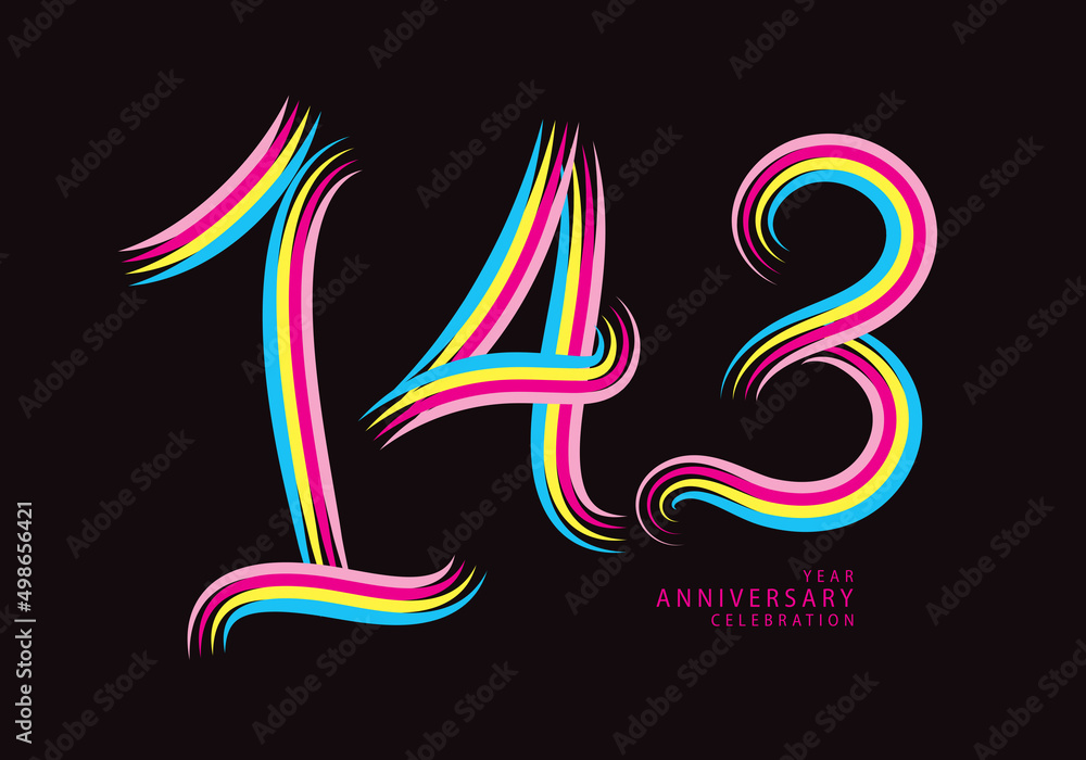 143 number design vector, graphic t shirt, 143 years anniversary ...