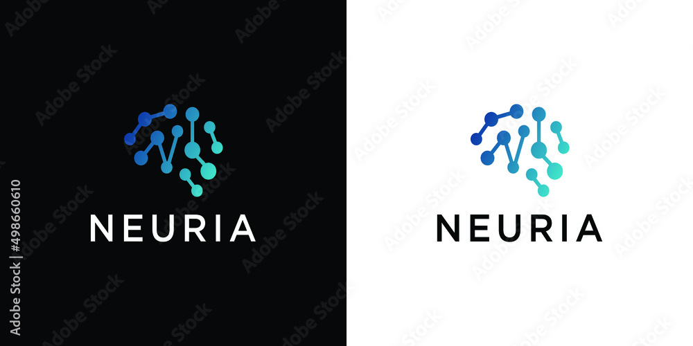 Neural network logo. Human brain emblem. Artificial intelligence icon ...