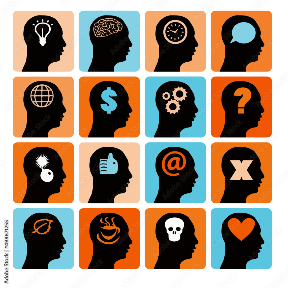 Vector Icons set head think silhouette Stock Vector | Adobe Stock