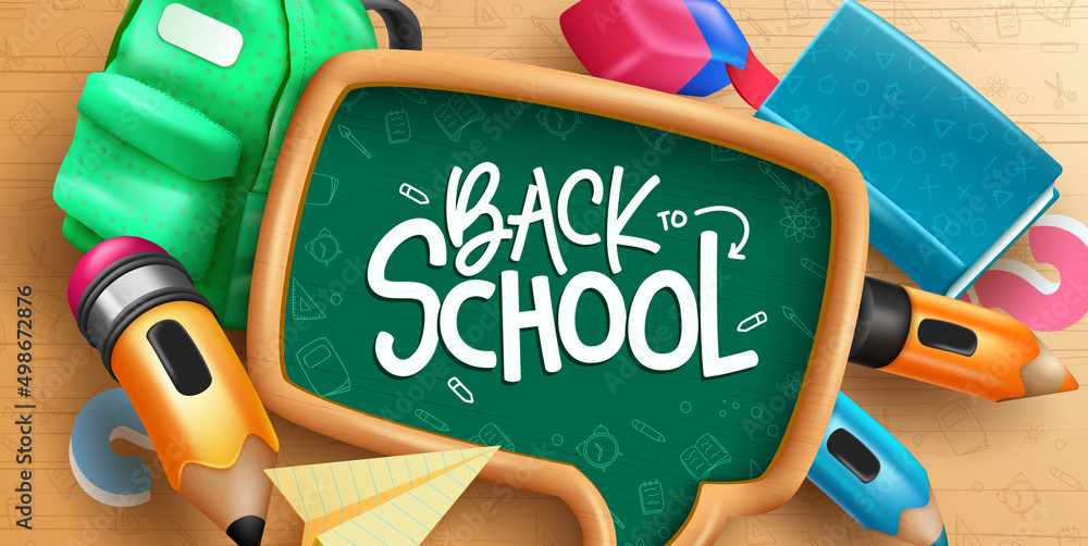 Back to school vector concept design. Back to school text in mini ...