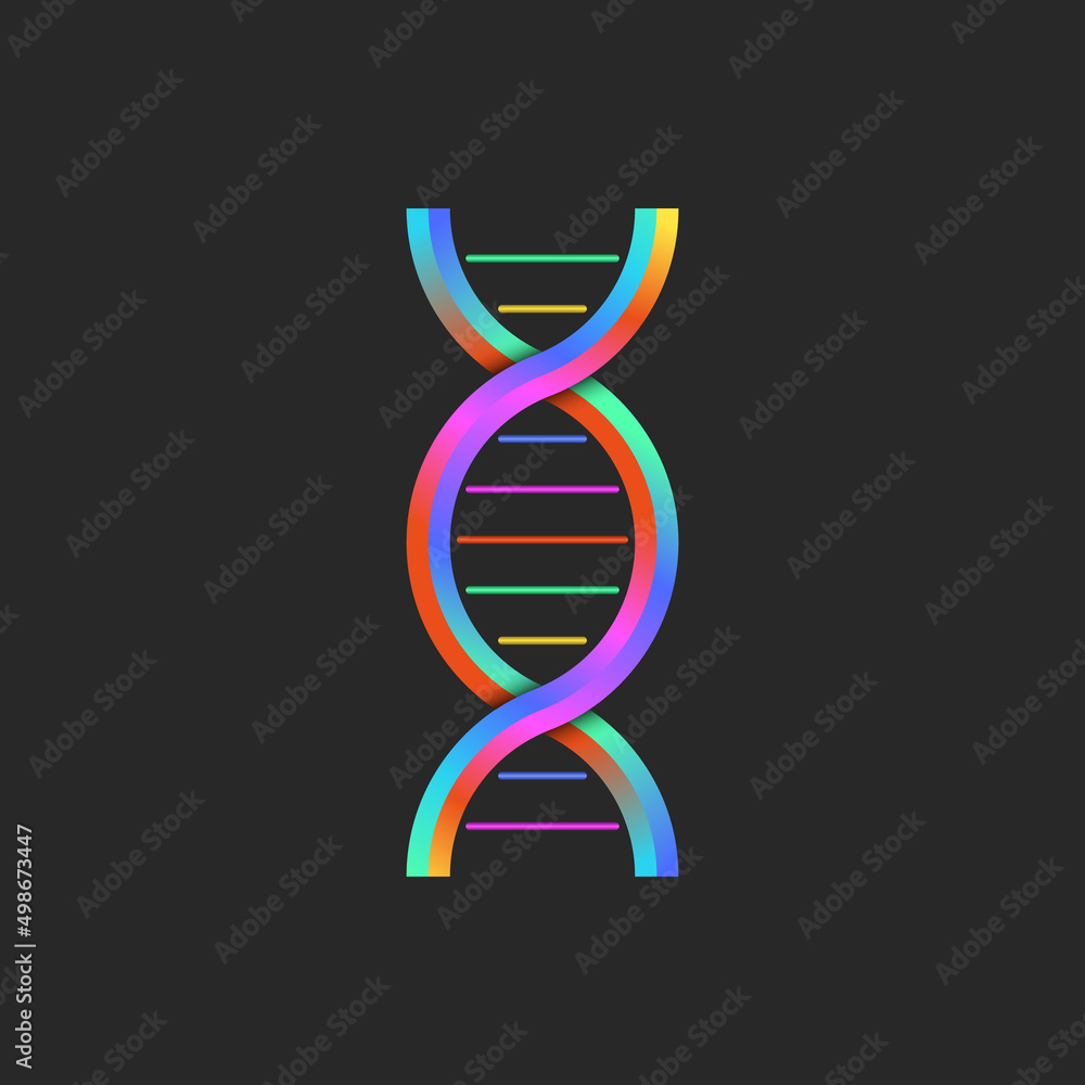 DNA logo colorful gradient 3d logotype, deoxyribonucleic acid sign. The ...