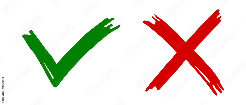 Tick and cross signs. Checkmark OK and X icons. Stock Vector | Adobe Stock