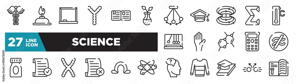 set of science icons in outline style. thin line web icons such as ...