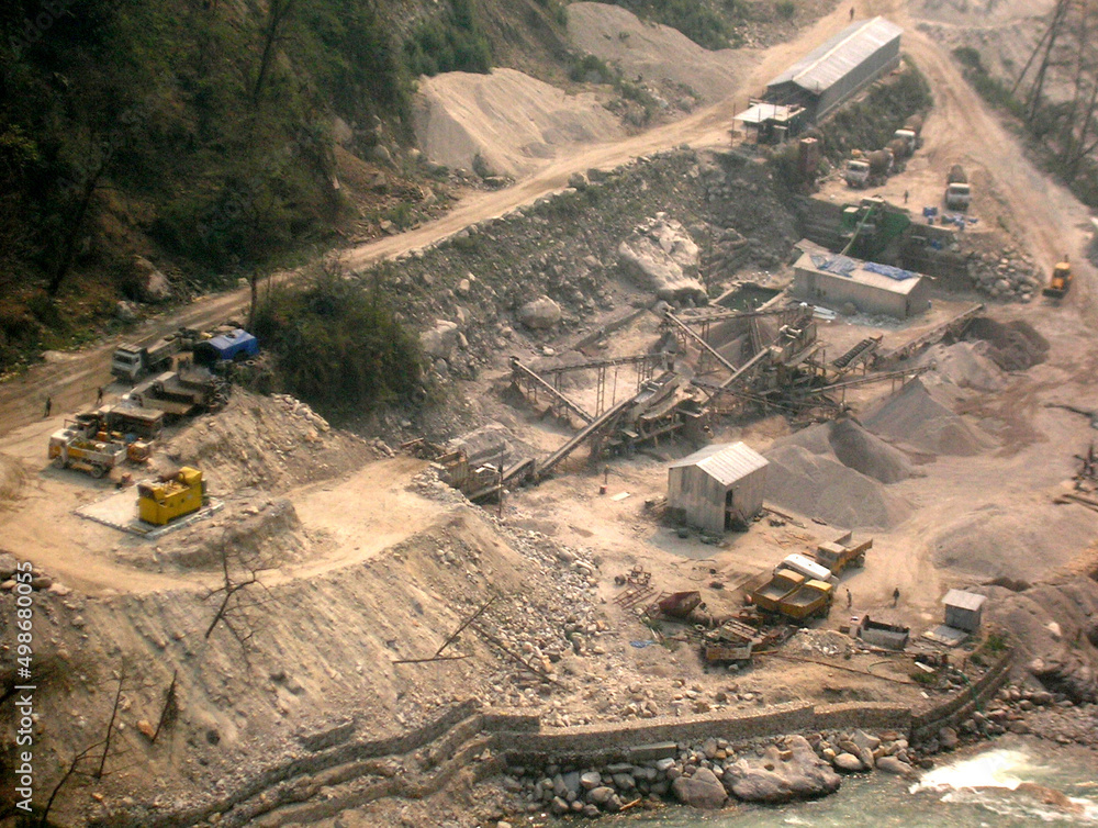 A panoramic view of work in progress at Teesta State III Hydro Power ...