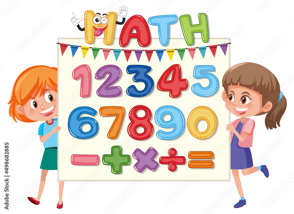 Counting numbers from zero to nine and math symbols Stock Vector ...