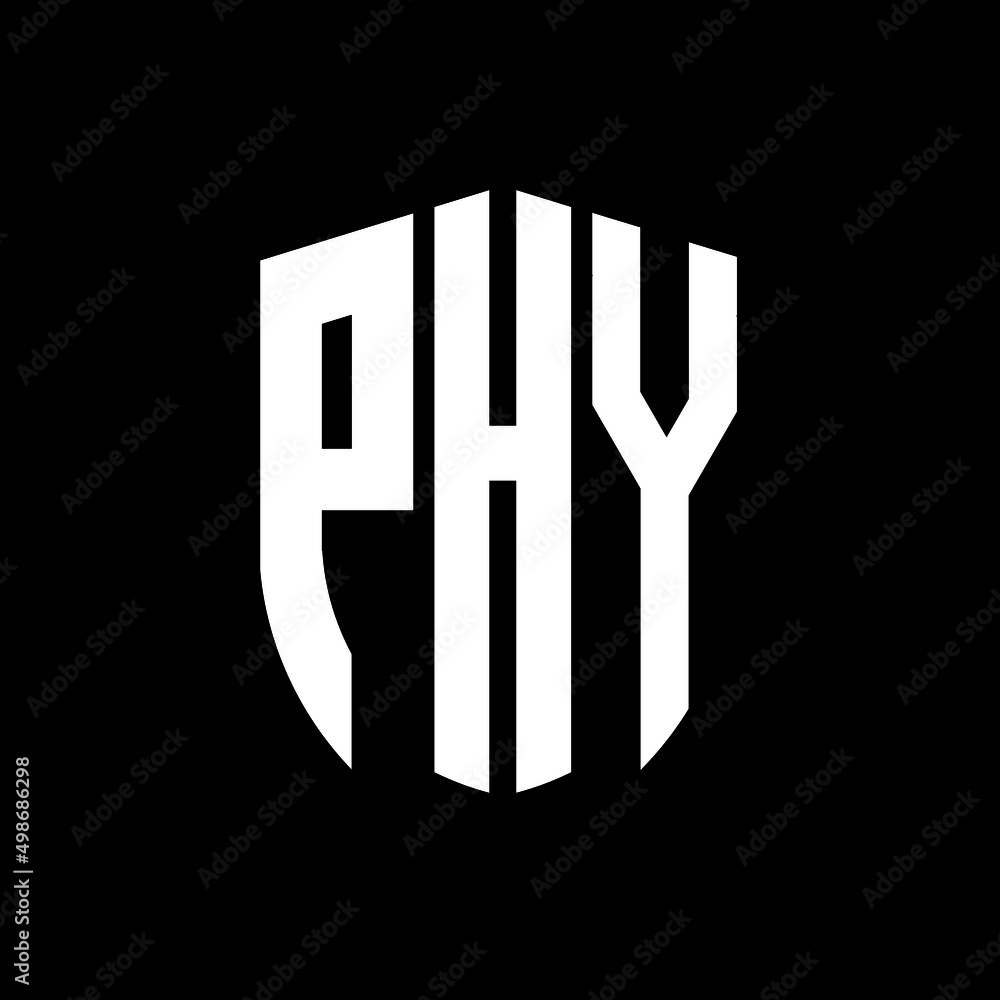 PHY letter logo design. PHY modern letter logo with black background ...