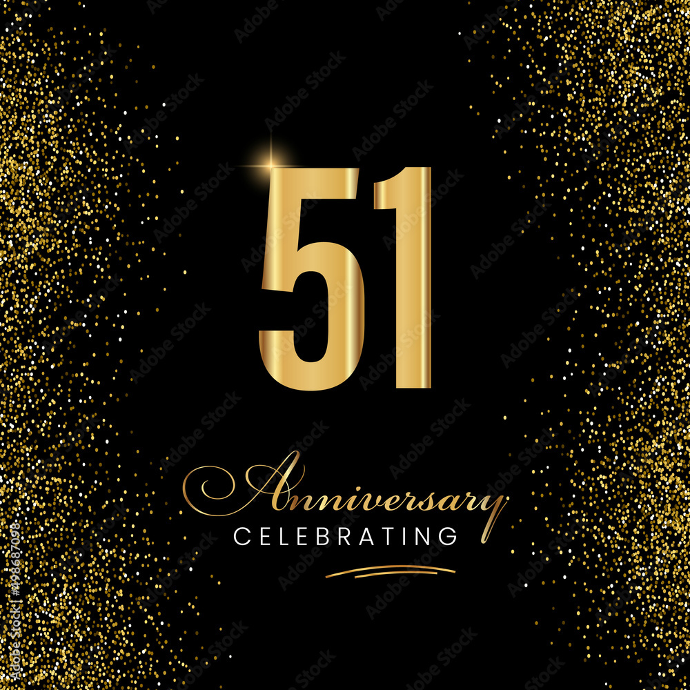 51 Year Anniversary Celebration Vector Template Design. 51 years golden ...