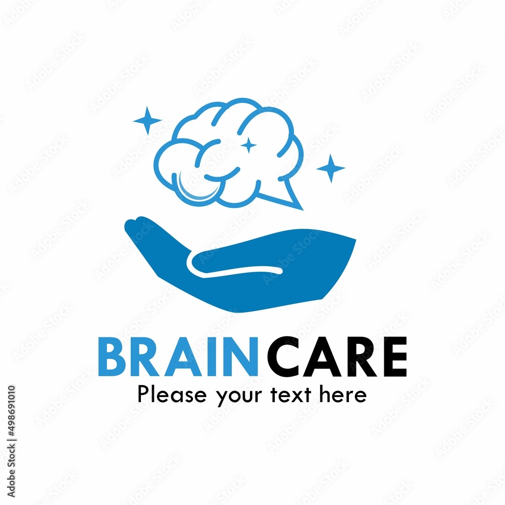 Brain care logo design template illustration. there are hand and brain ...