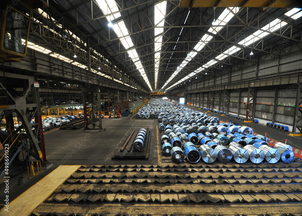 Bluescope steel warehouse showing the huge storage and stock in the ...