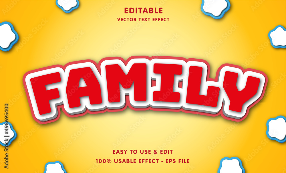 family editable text effect with modern and simple style, usable for ...