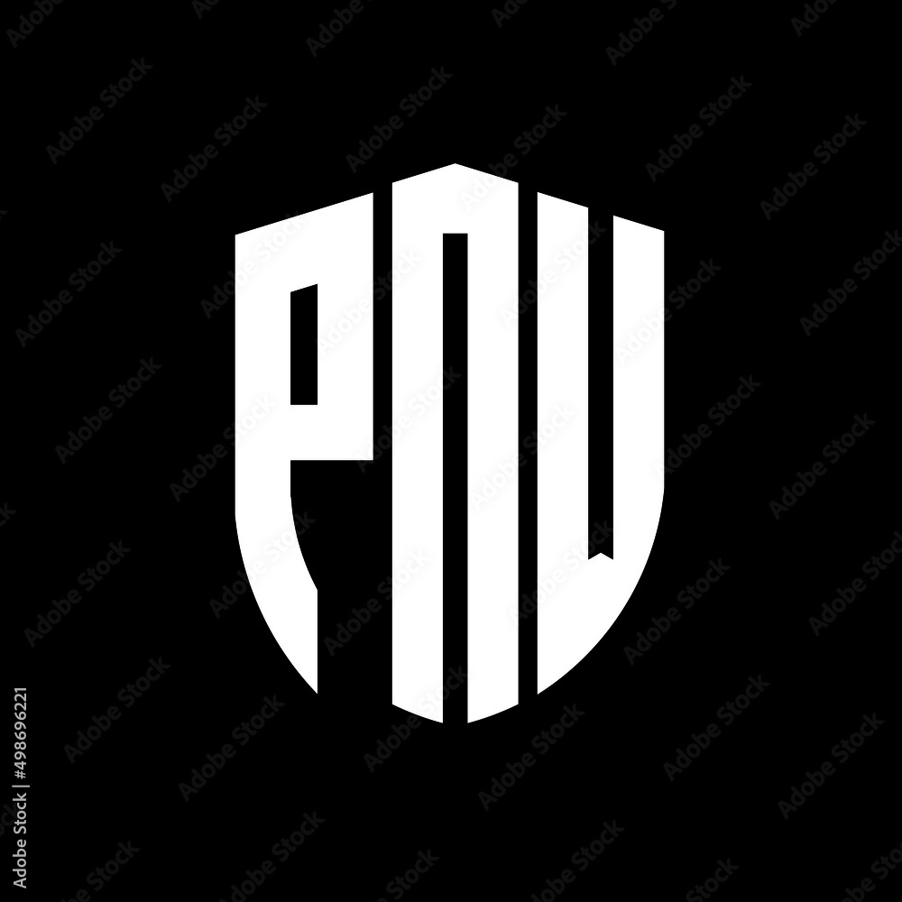 PNW letter logo design. PNW modern letter logo with black background ...