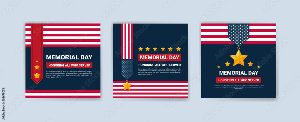 Memorial day greeting card displayed with the national flag of the ...