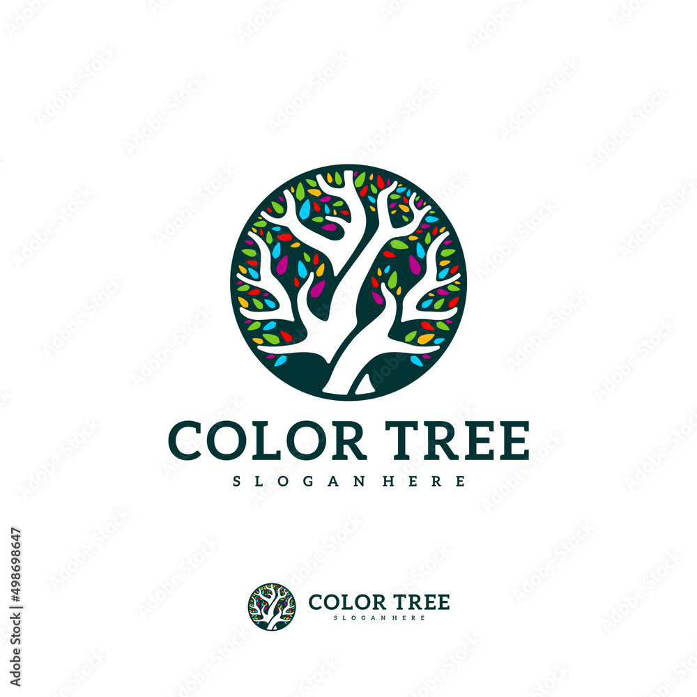 Colorful Tree logo vector template, Creative Tree logo design concepts ...