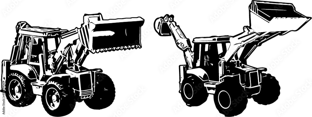 JCB Machine Vector silhouette, Jcb Machine outline sketch, JCB Machine ...