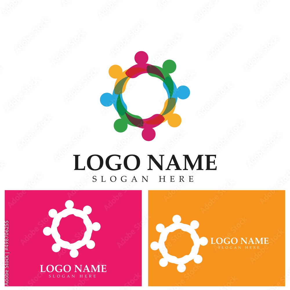 Community logo icon design with colorful people in a circular shape ...