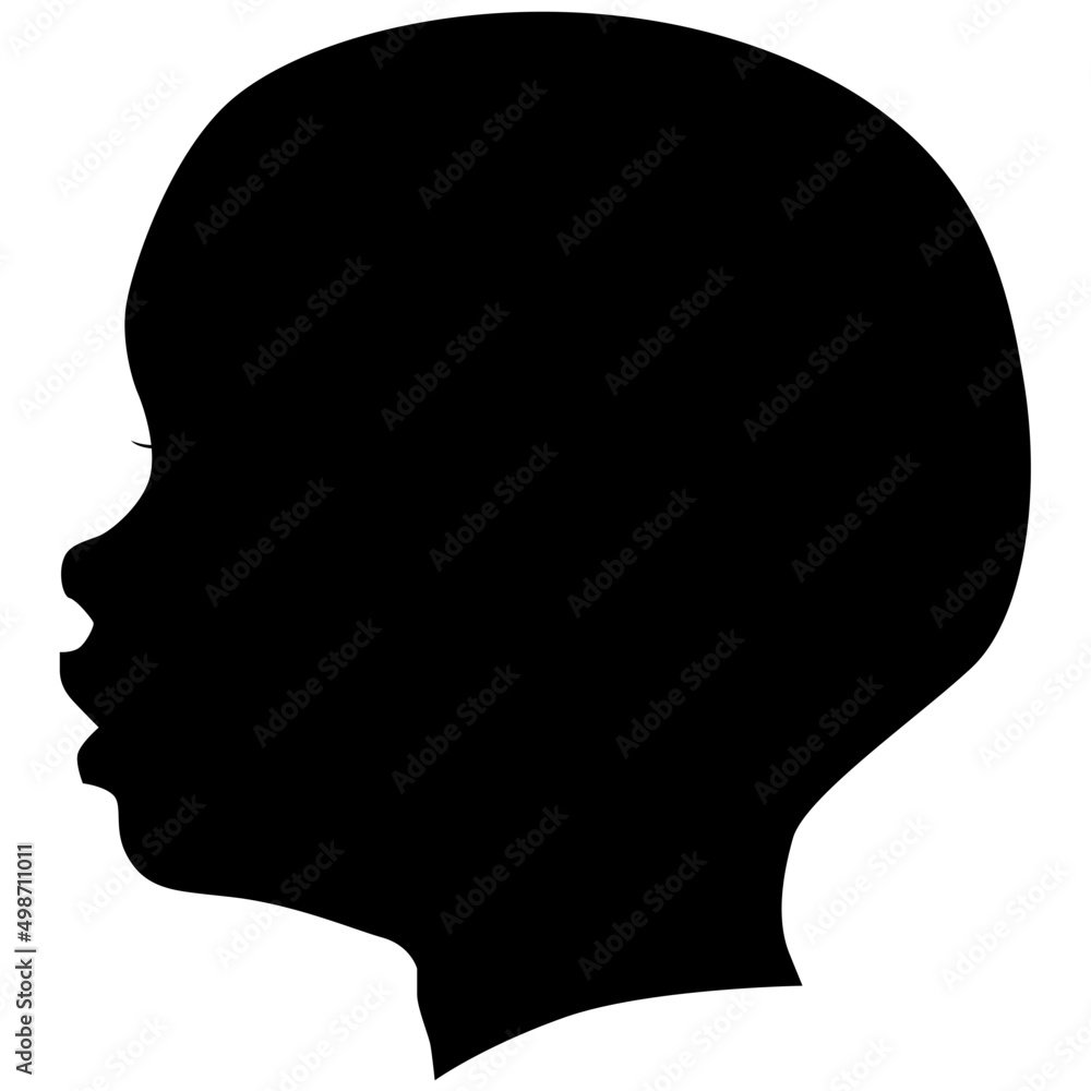 beautiful young baby, childe profile face portrait picture. vector ...