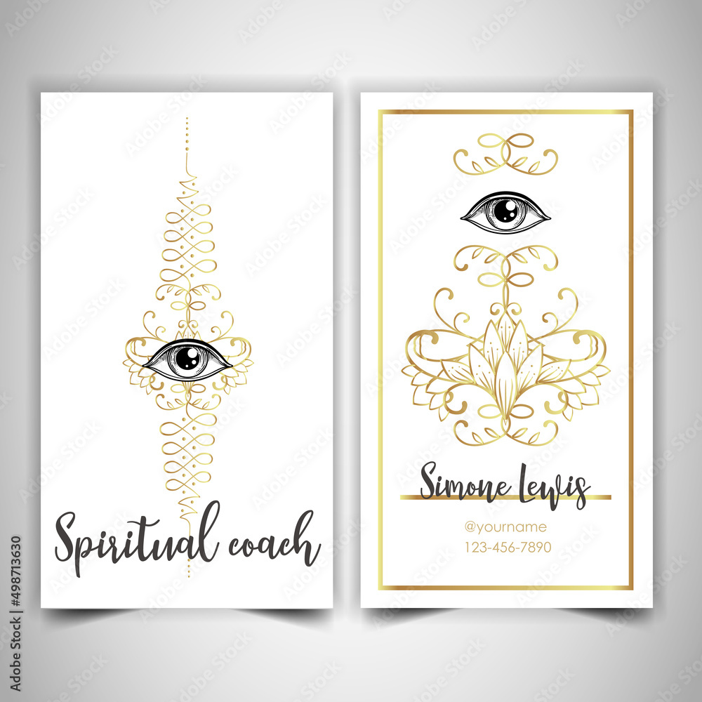 Fortune teller, spiritual coach, mystic healer business card design ...