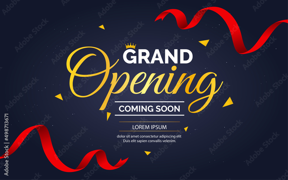 Grand opening coming soon background in realistic style with editable ...
