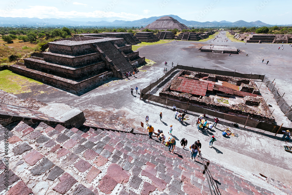 View of the pyramids of Teotihuacan, ancient city in Mexico, located in ...