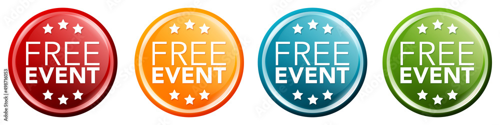 free event badge stamp. round ribbon event sign. sticker and seal ...