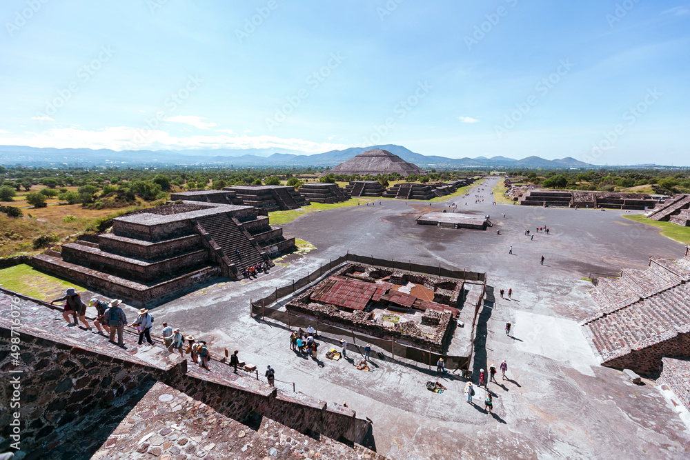 View of the pyramids of Teotihuacan, ancient city in Mexico, located in ...
