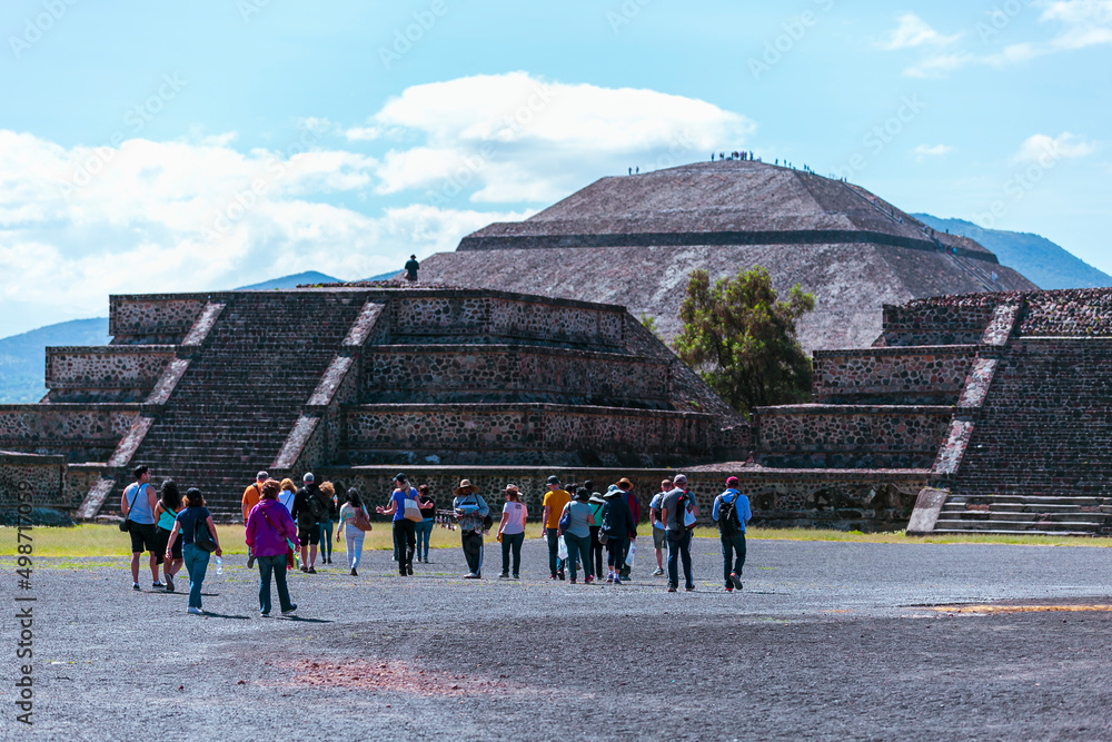 View of the pyramids of Teotihuacan, ancient city in Mexico, located in ...