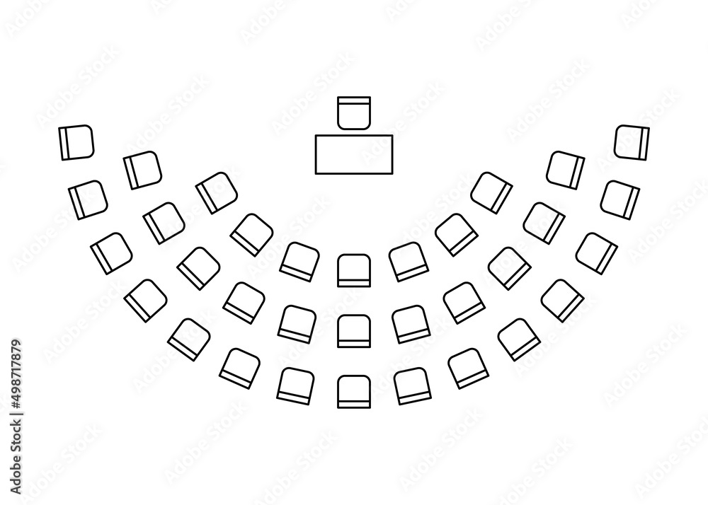 Plan for arranging chairs semicircle in interior, map seats ...