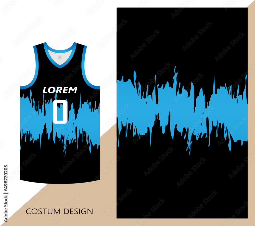 basketball jersey pattern design template. black blue abstract ...