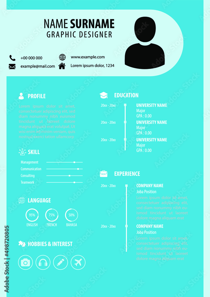 CV - Resume Template. Simple Modern Design. Soft Color Background ...