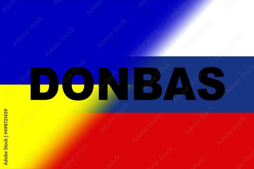 Donbas. Conflict between Ukraine and Russia. Image of the flag of ...