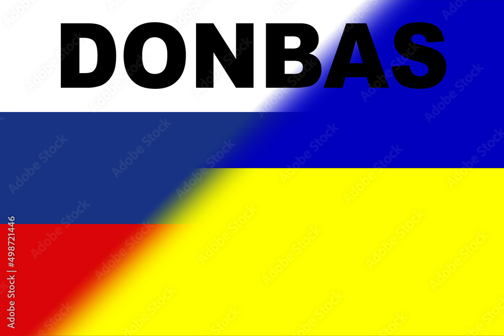 Donbas. Conflict between Ukraine and Russia. Image of the flag of ...