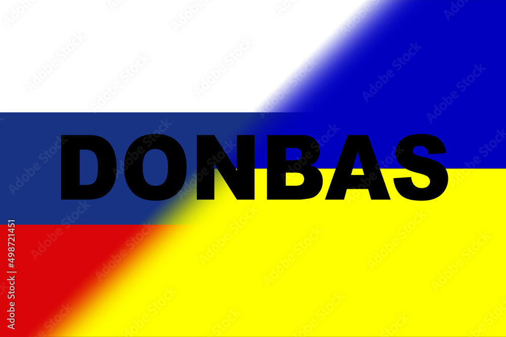 Donbas. Conflict between Ukraine and Russia. Image of the flag of ...