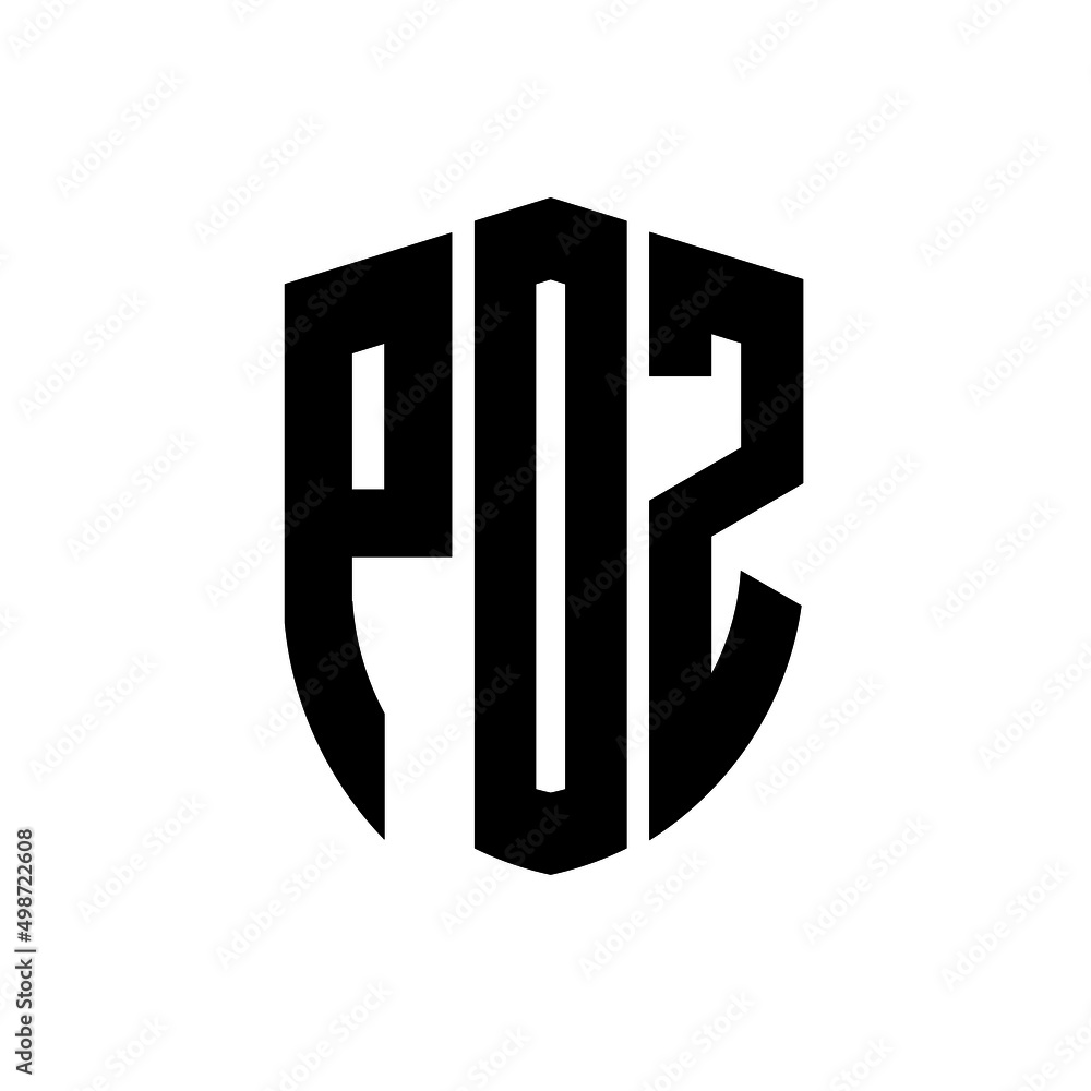POZ letter logo design. POZ modern letter logo with black background ...