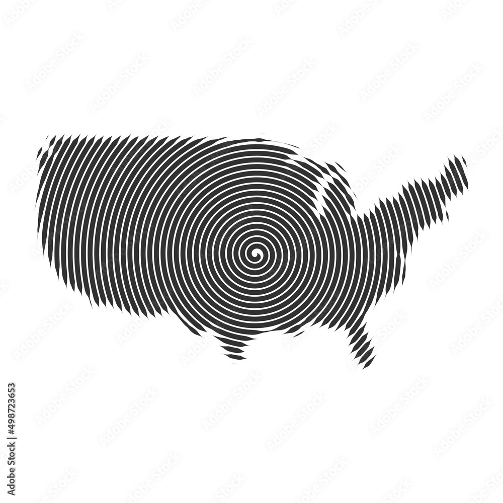 Abstract USA map of spiral or radial lines, geography background. Stock ...