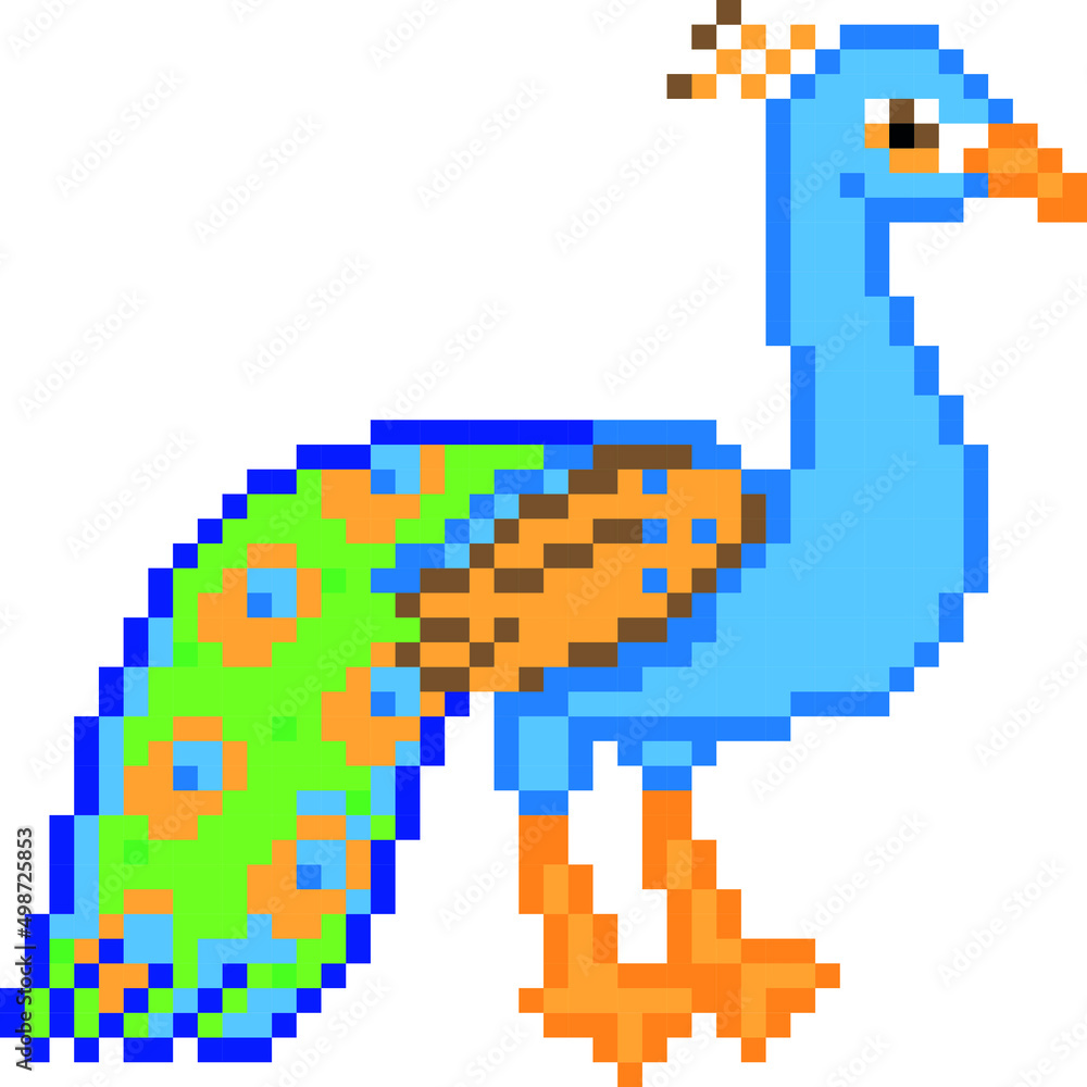 peacock pixel art vector illustration. peacock image or clip art. Stock Vector | Adobe Stock