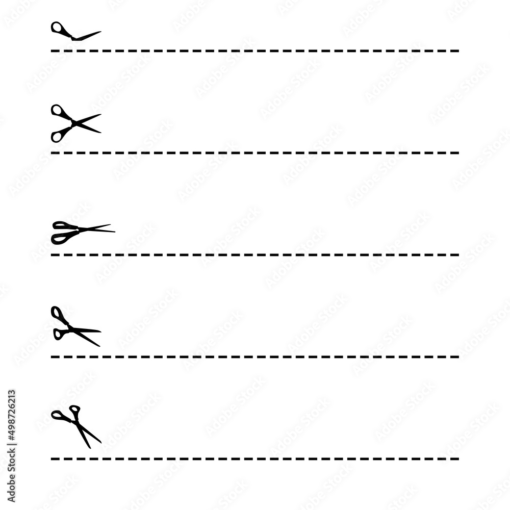 Set of Cut Here Instruction Designs Stock Vector | Adobe Stock