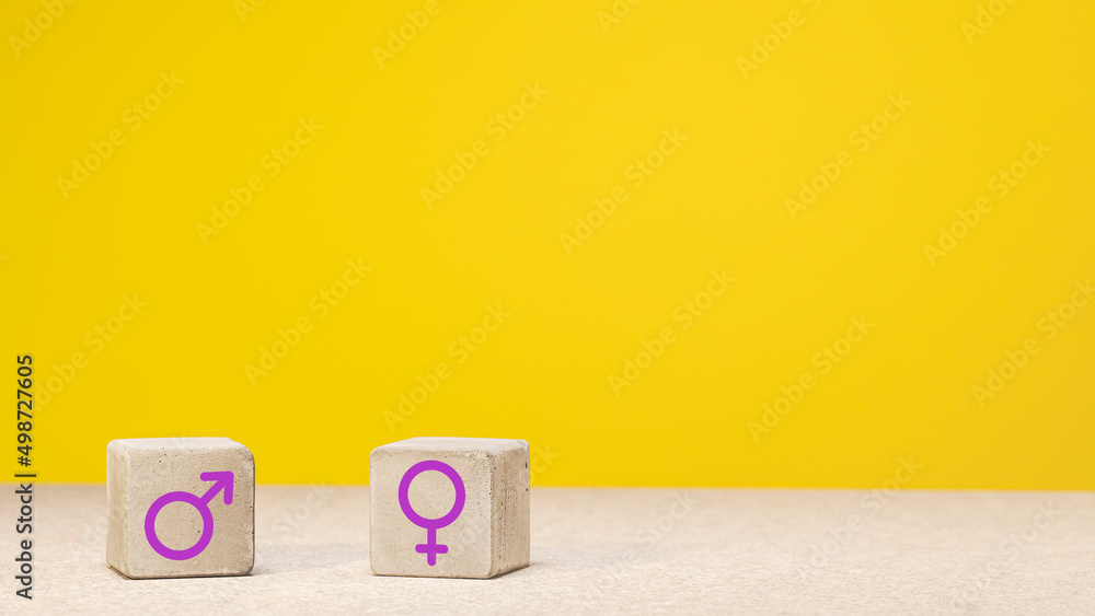 The concept of gender equality. gender diversity. concrete cubes. Copy ...
