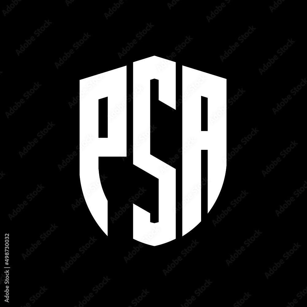 PSA letter logo design. PSA modern letter logo with black background ...