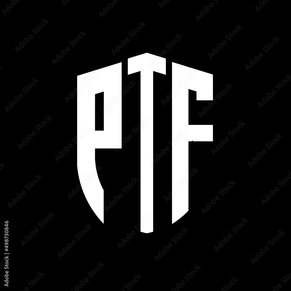 PTF letter logo design. PTF modern letter logo with black background ...